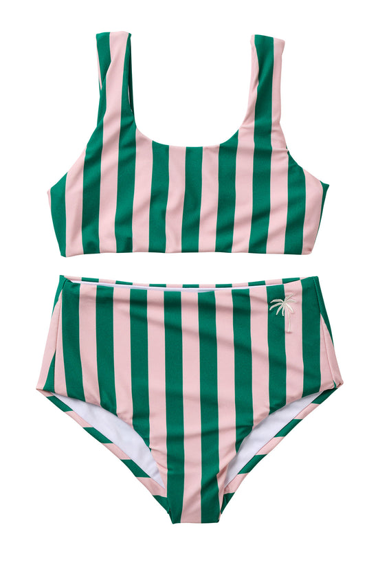 Cabana Stripe Two Piece Swimsuit / Pink Palms – SEAESTA SURF